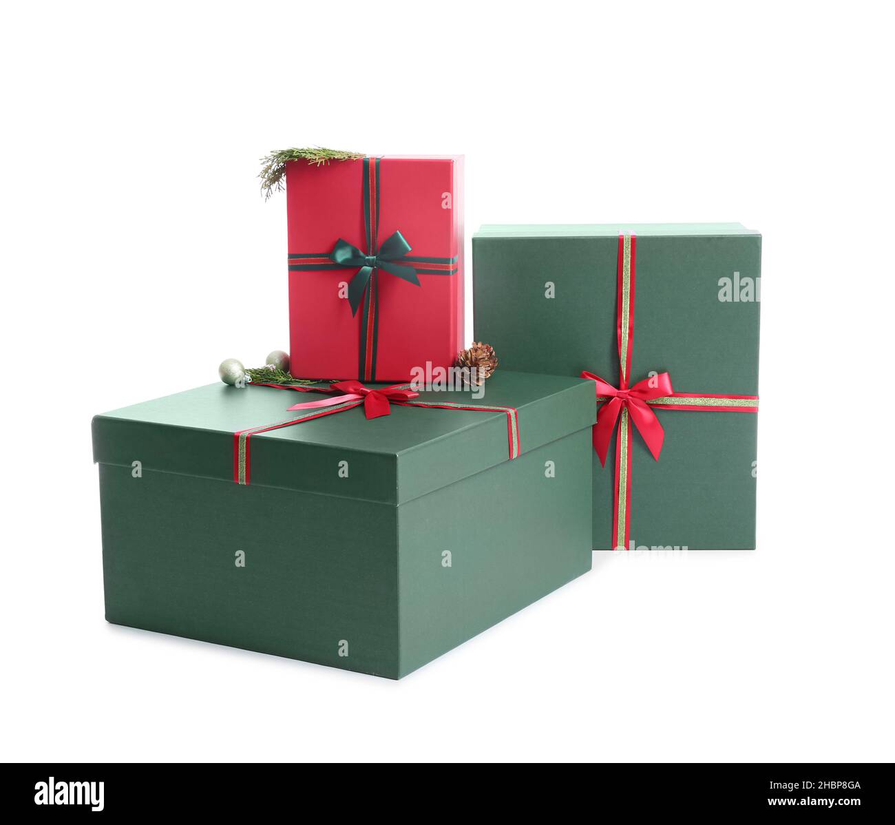 Different gift boxes isolated on white background Stock Photo - Alamy