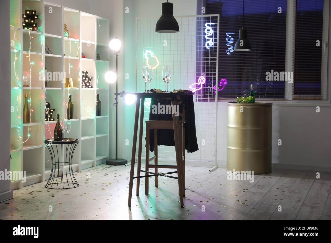 Interior of messy night club after party Stock Photo - Alamy