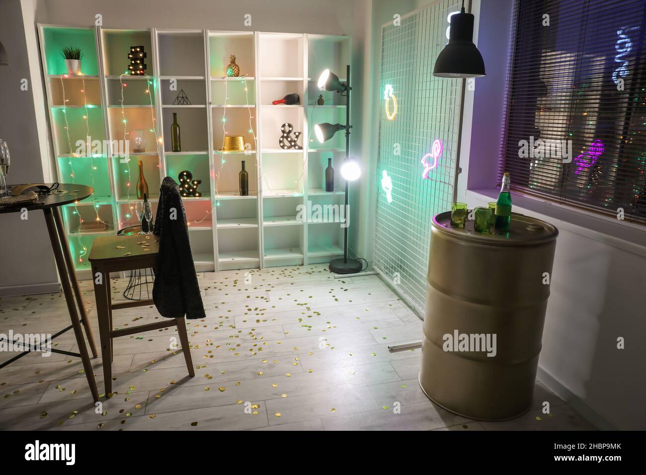 Interior of messy night club after party Stock Photo - Alamy