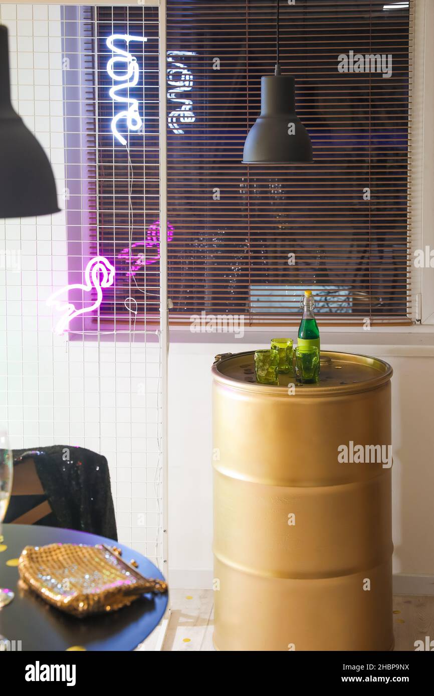 Interior of messy night club after party Stock Photo - Alamy