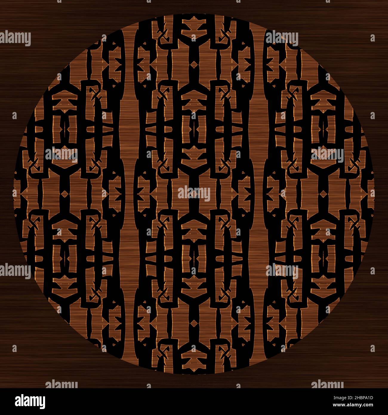 Brown wood effect decorative inlay texture. Seamless engraved oriental ...