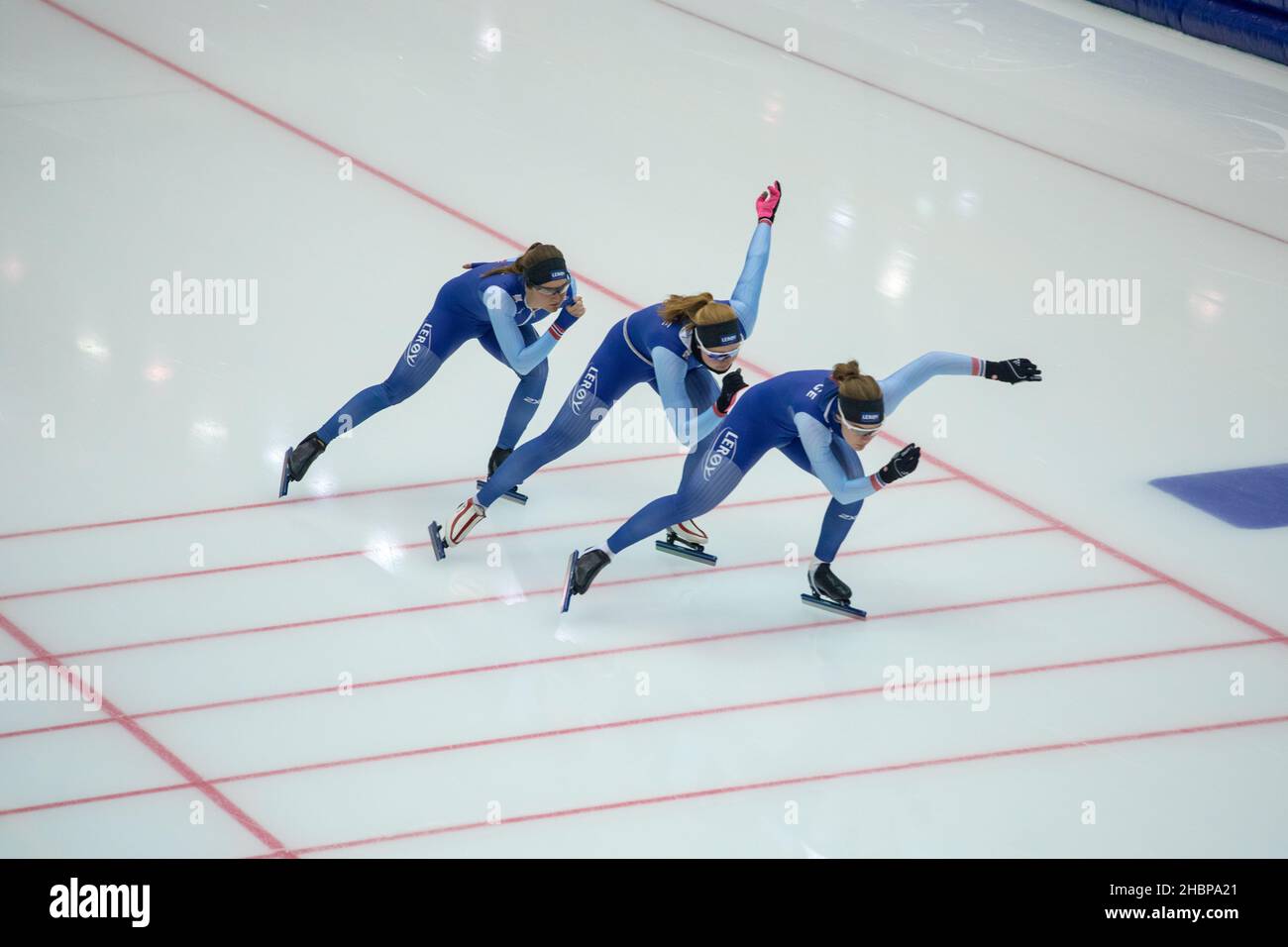 ISU European Speed Skating Championships. Athlete on ice. Classic speed ...