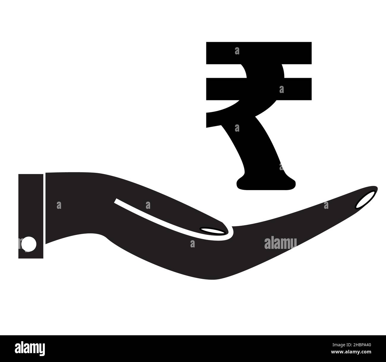 Rupee symbol In Hand on white background. save money concept. flat ...