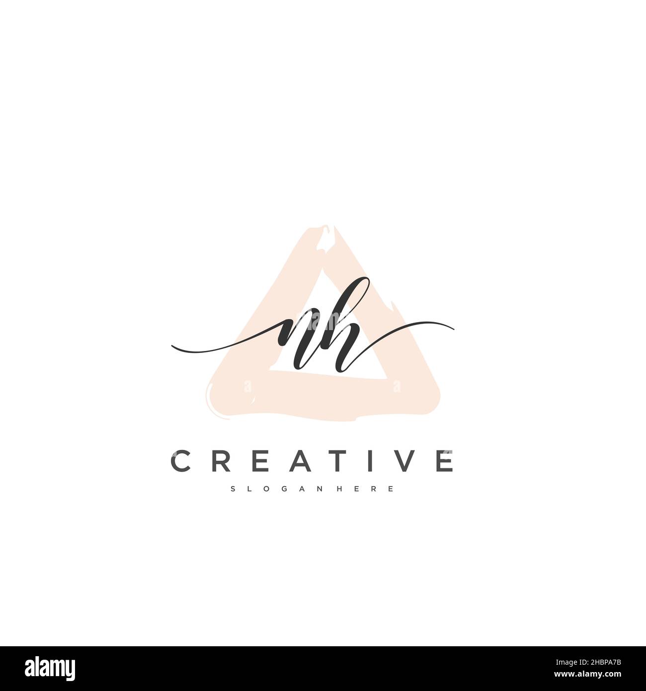 NH Initial handwriting minimalist geometric logo template vector art ...