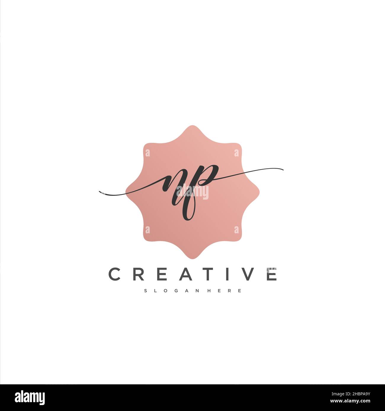 NP Initial handwriting minimalist geometric logo template vector art ...