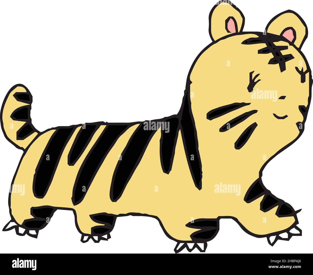 This is a illustration of Funny tiger scribbles like a children drawing ...