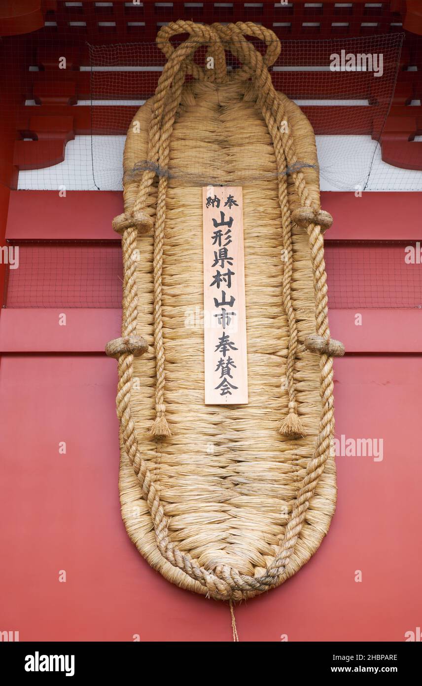 Tokyo, Japan - October 24, 2019: Huge Waraji traditional sandal on the ...