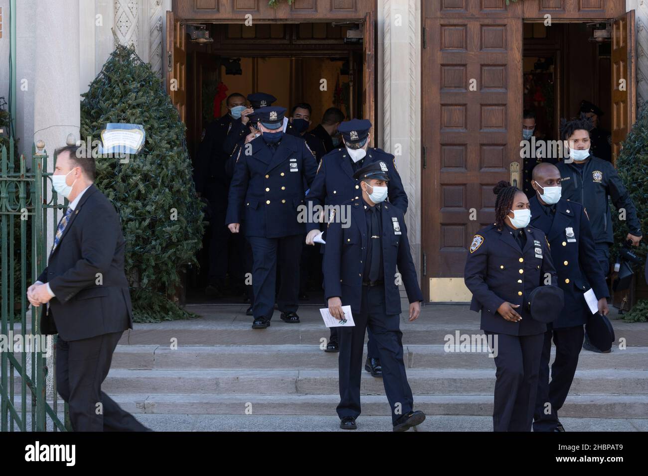 New York, NY - december 20, 2021: NYPD police officers seen after ...