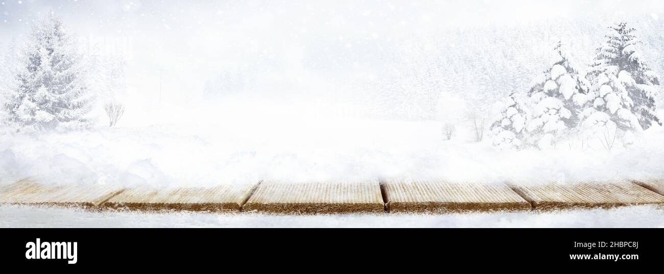 Christmas composition and winter concept. Snow landscape. Christmas and ...