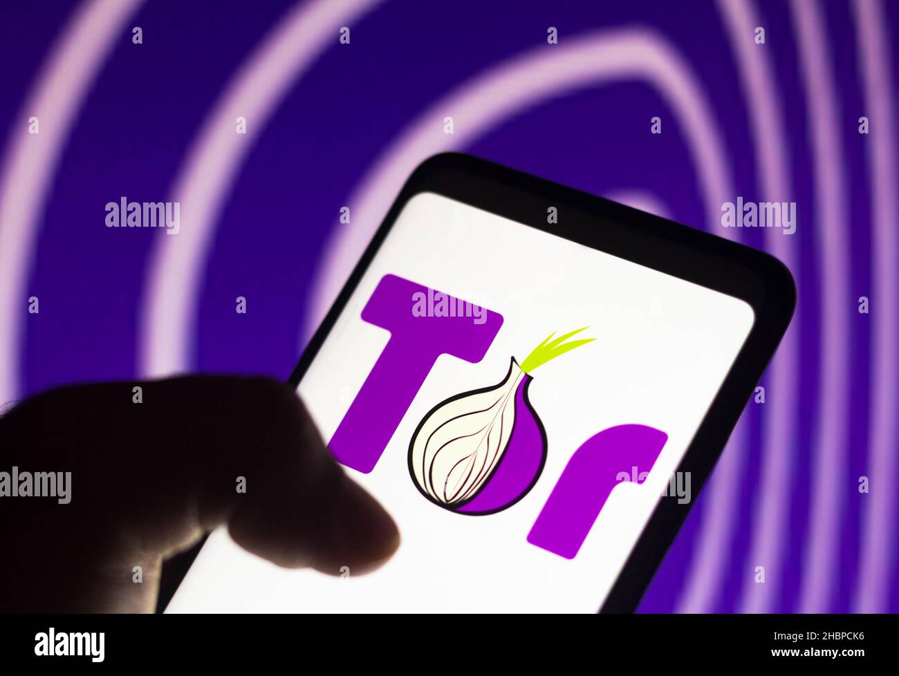 In this photo illustration the Tor Browser logo seen displayed on a ...