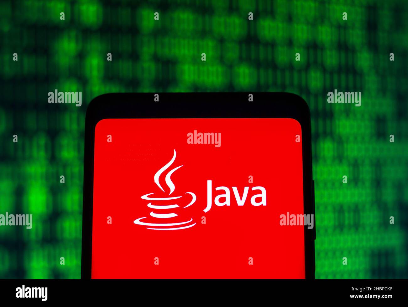 In this photo illustration the Java logo seen displayed on a smartphone ...