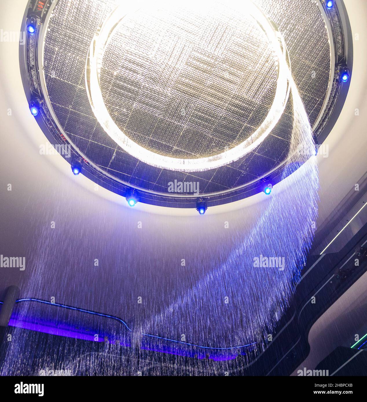 Shot of digital waterfall installation Stock Photo - Alamy