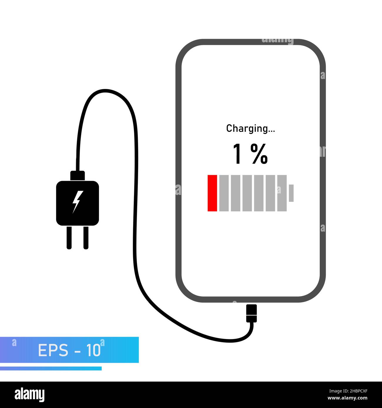 The smartphone is charged from the power supply. Indication of the ...