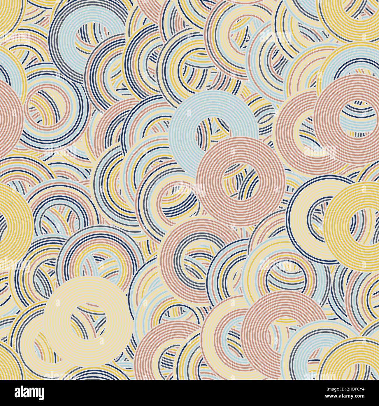 Seamless concentric circle in retro colors dizzy surface pattern design ...