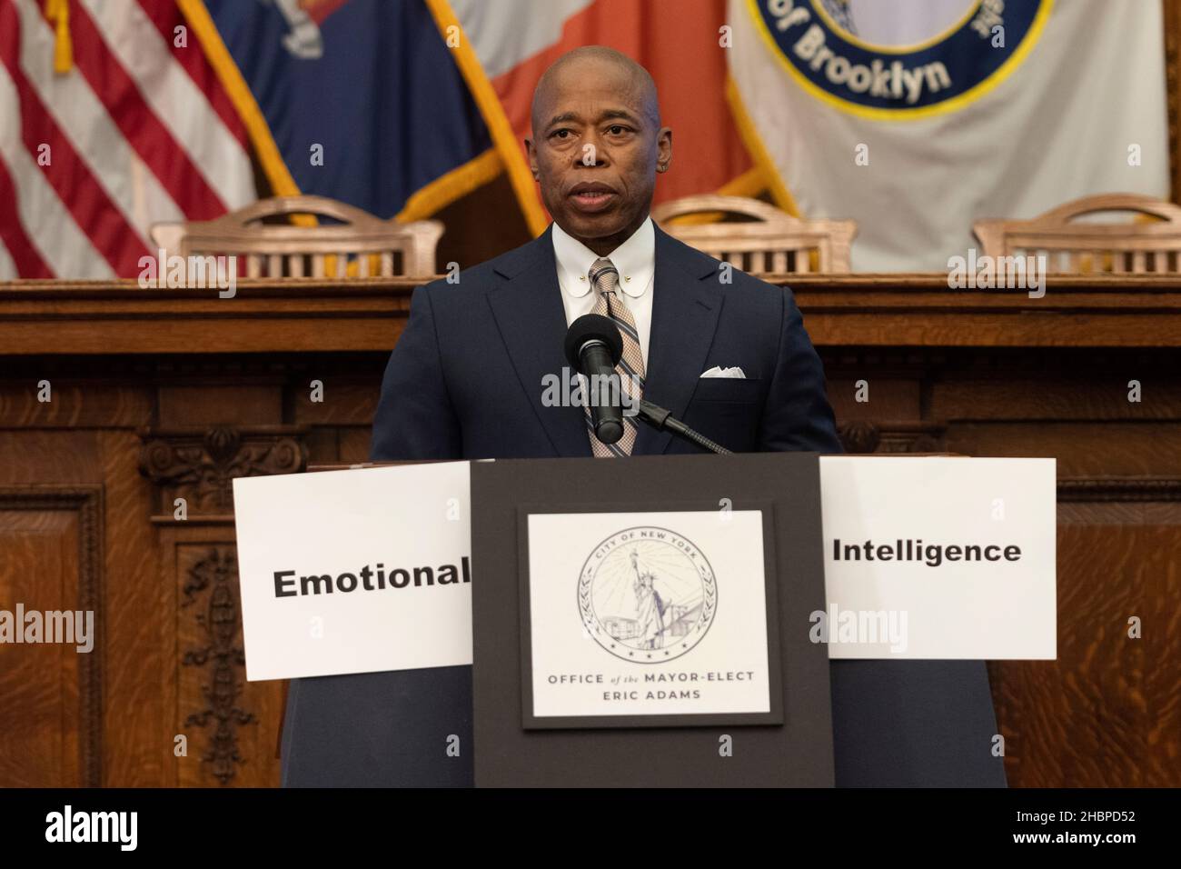 New York, NY - December 20, 2021: Mayor-elect Eric Adams speaks during ...