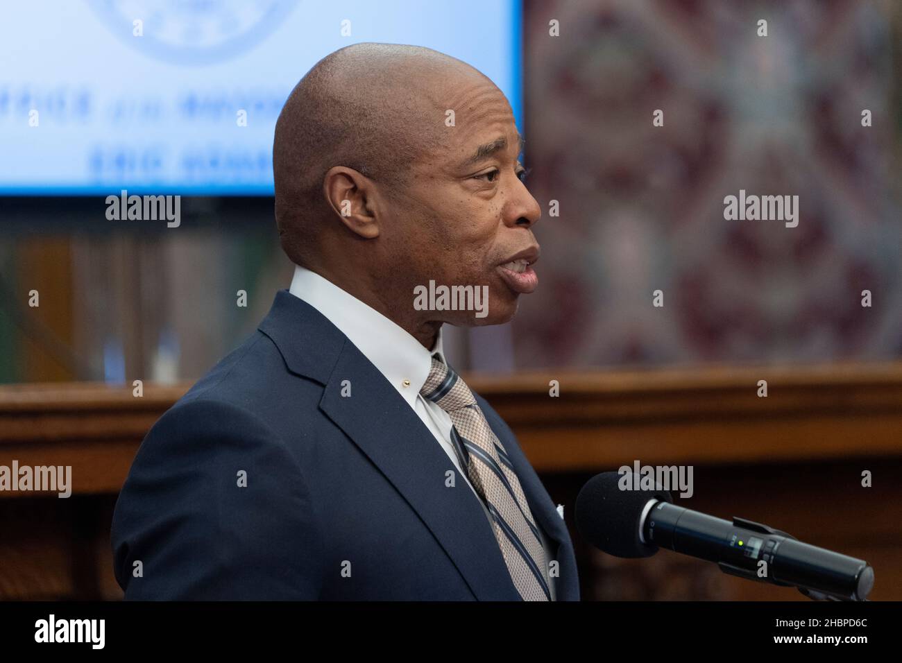 New York, NY - December 20, 2021: Mayor-elect Eric Adams speaks during ...