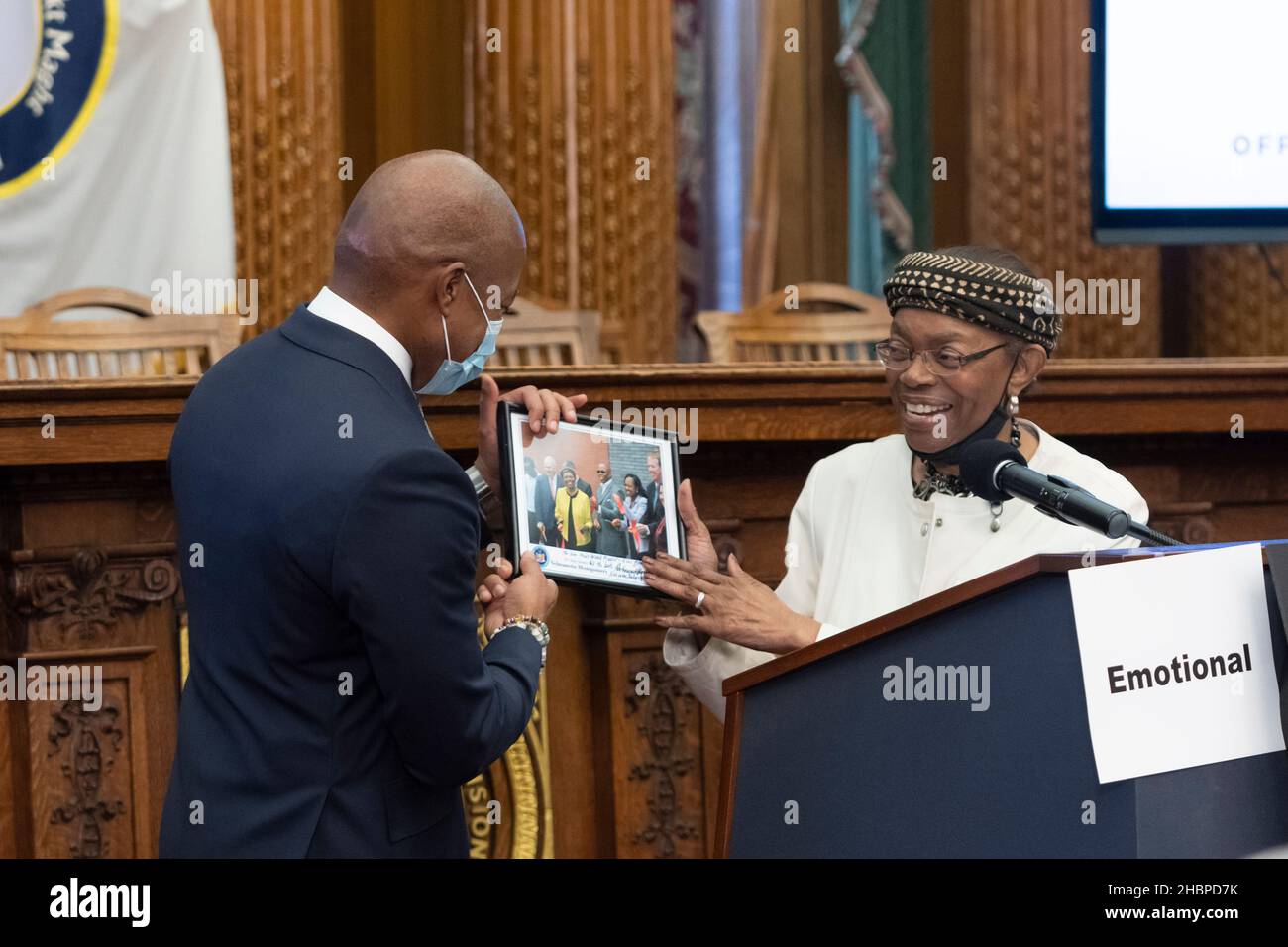 New York, NY - December 20, 2021: Velmanette Montgomery introduces ...