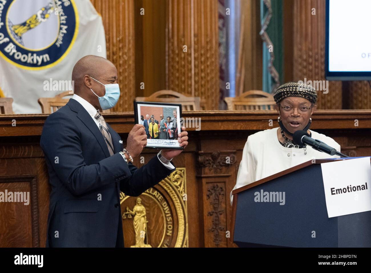 New York, NY - December 20, 2021: Velmanette Montgomery introduces ...