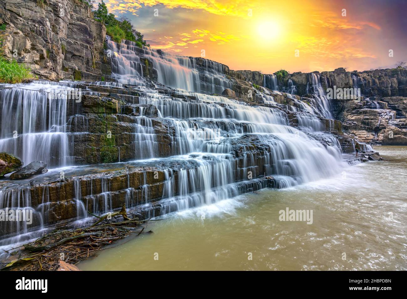 Mystical waterfall in the Da Lat plateau, Vietnam. This is known as the ...