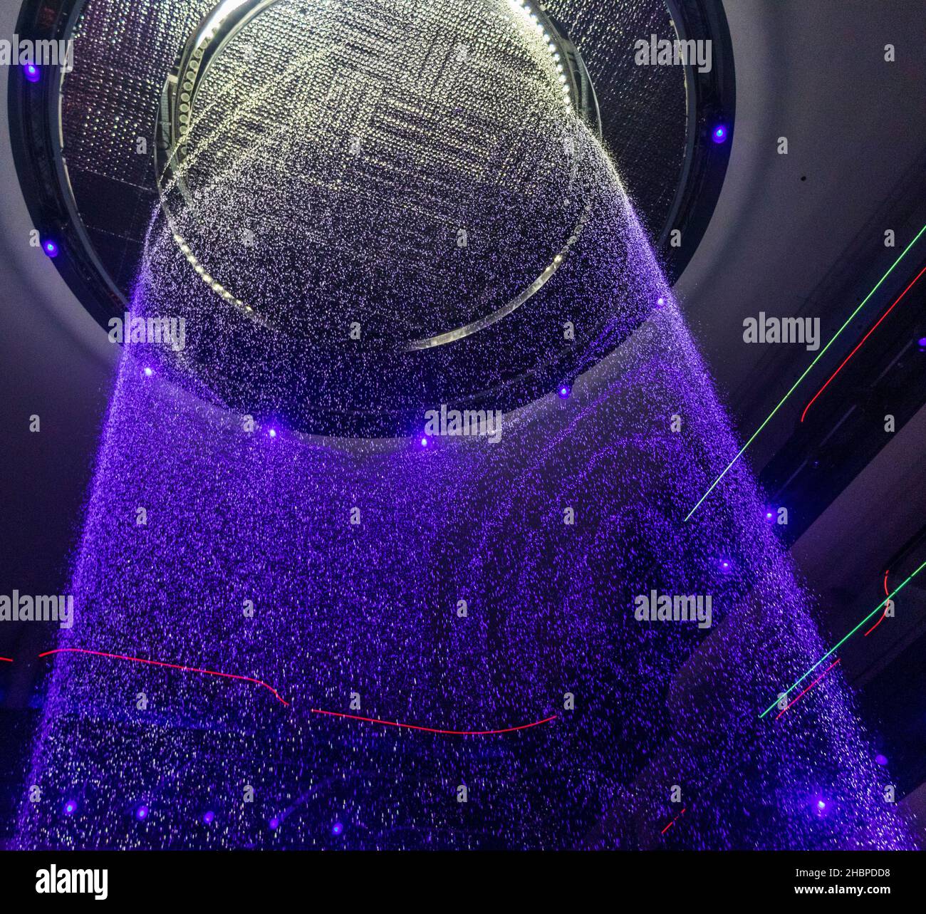 Shot of digital waterfall installation Stock Photo - Alamy