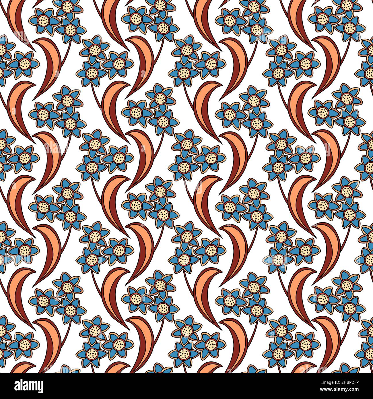 Illustration raster seamless paisley pattern with patterns on white ...