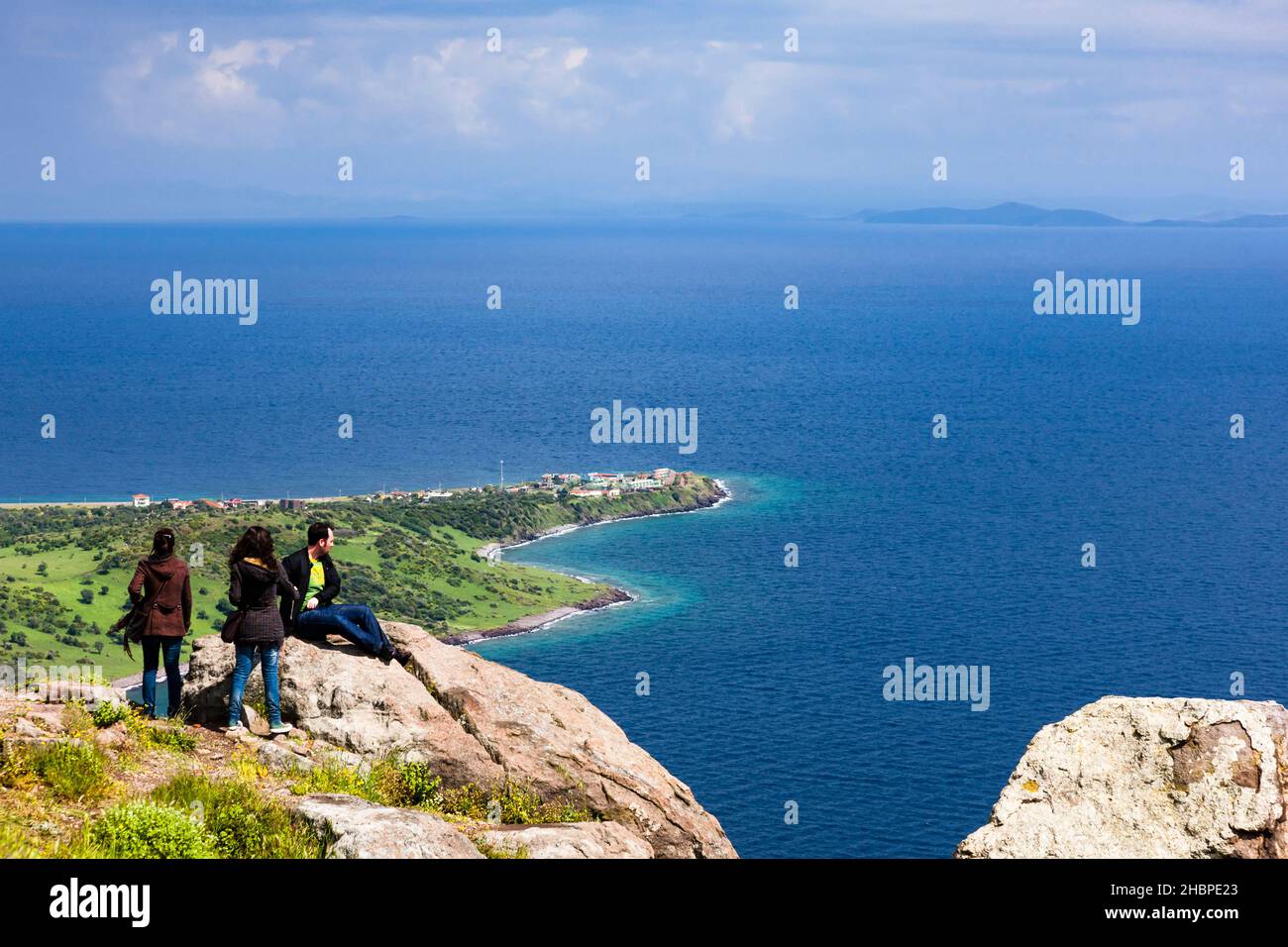 Archaeological site of Assos, view of Aegean sea, Behramkale(Behram ...