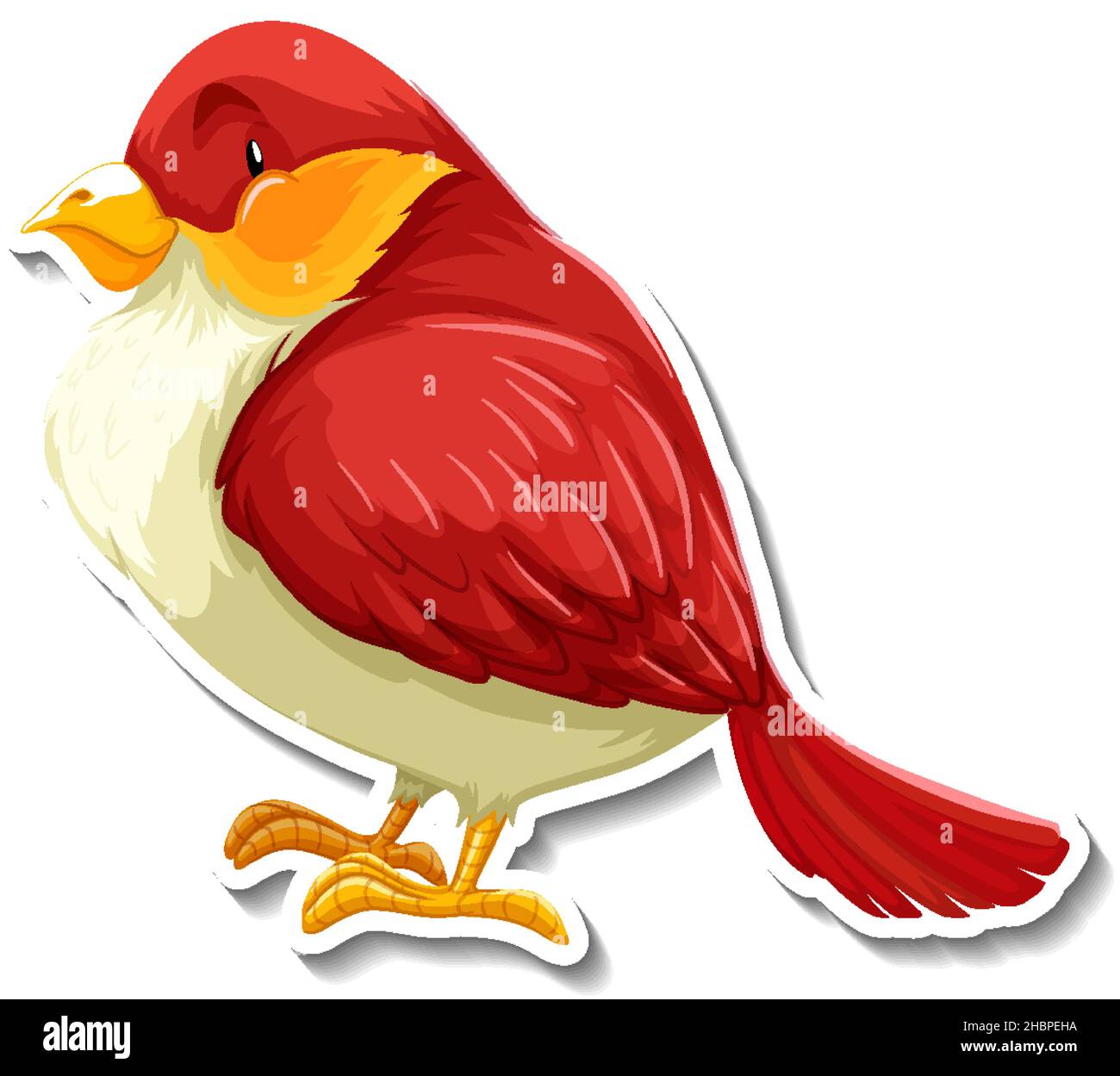 Little red bird animal cartoon sticker illustration Stock Vector Image ...
