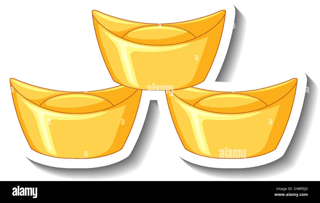Chinese gold sycee cartoon sticker illustration Stock Vector Image ...
