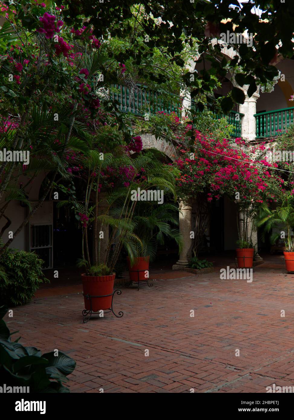 Interior cloister of the Convent de La Popa in Cartagena, Colombia ...