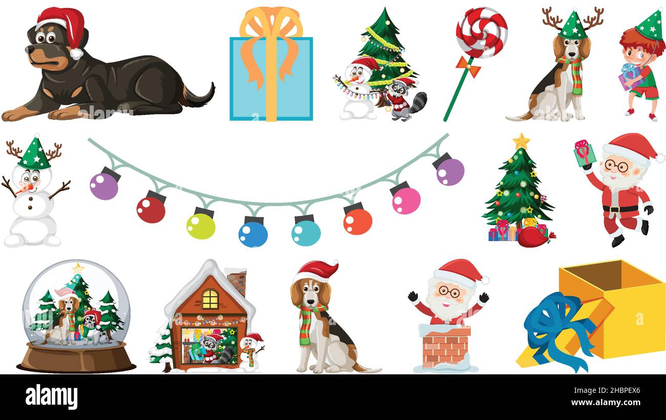 Isolated Christmas Objects And Elements Set illustration Stock Vector ...