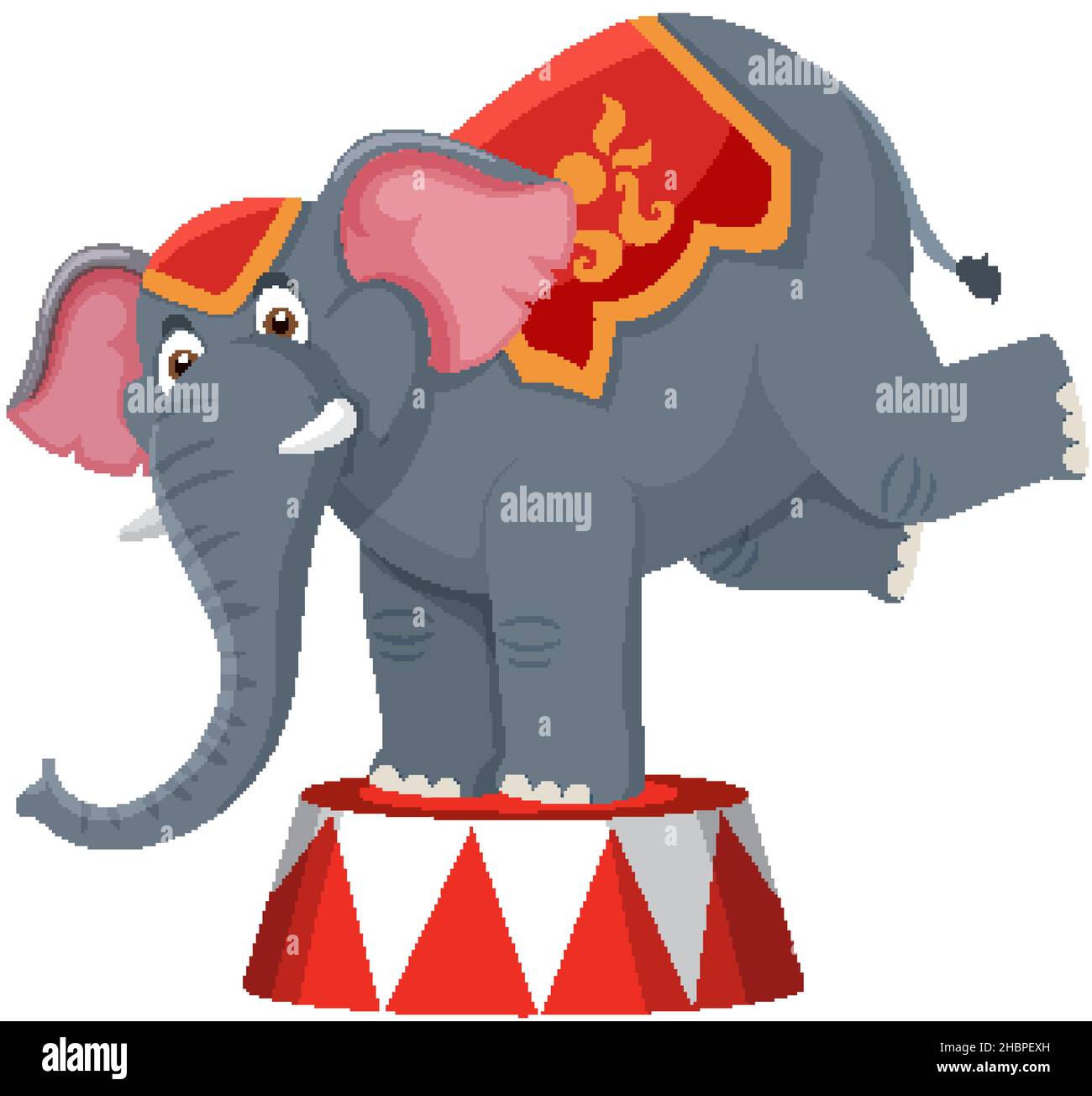 Elephant performance balancing with two legs illustration Stock Vector ...