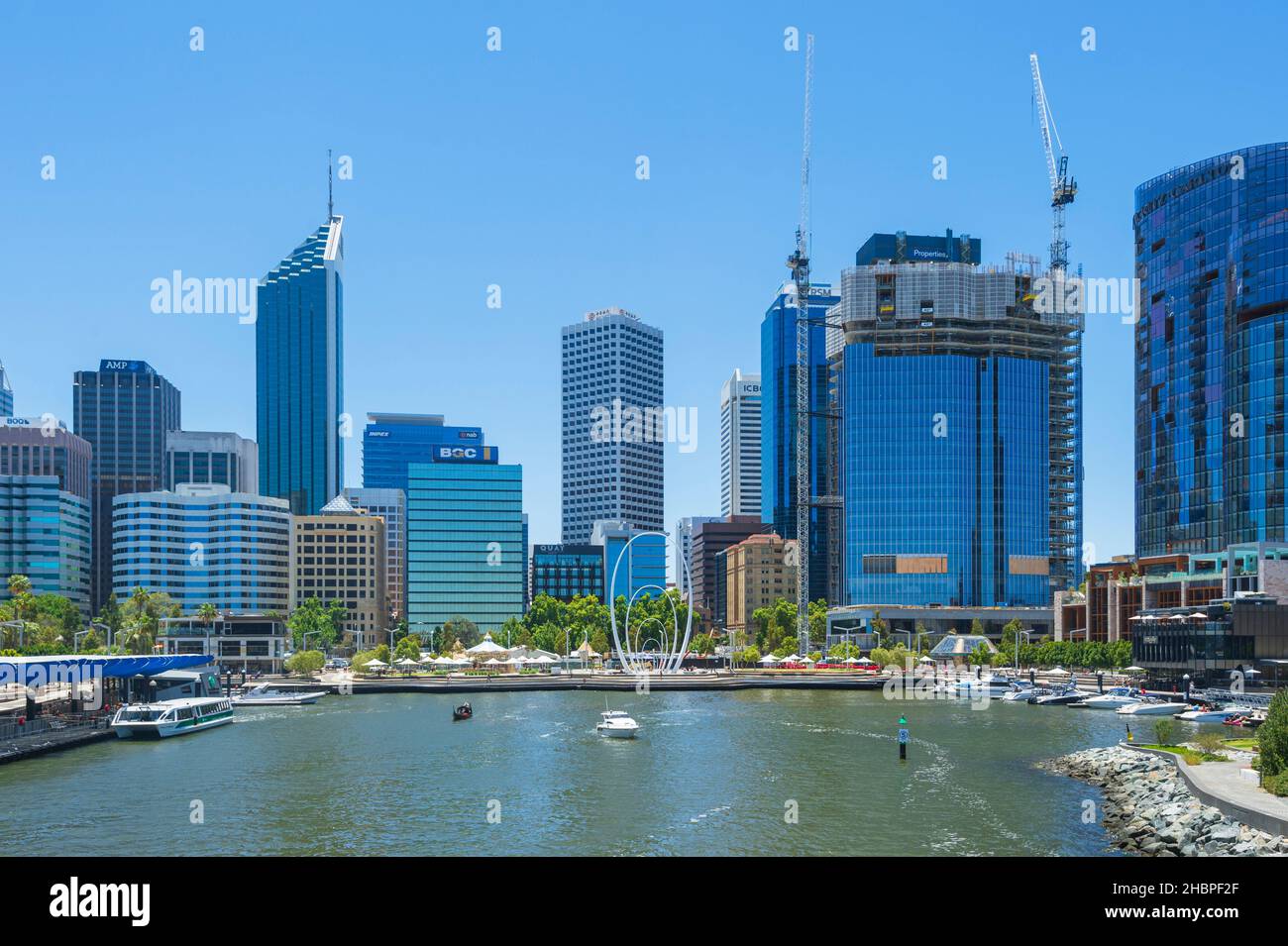 Scenic view of Perth Skyline, Perth, Western Australia, WA, Australia ...