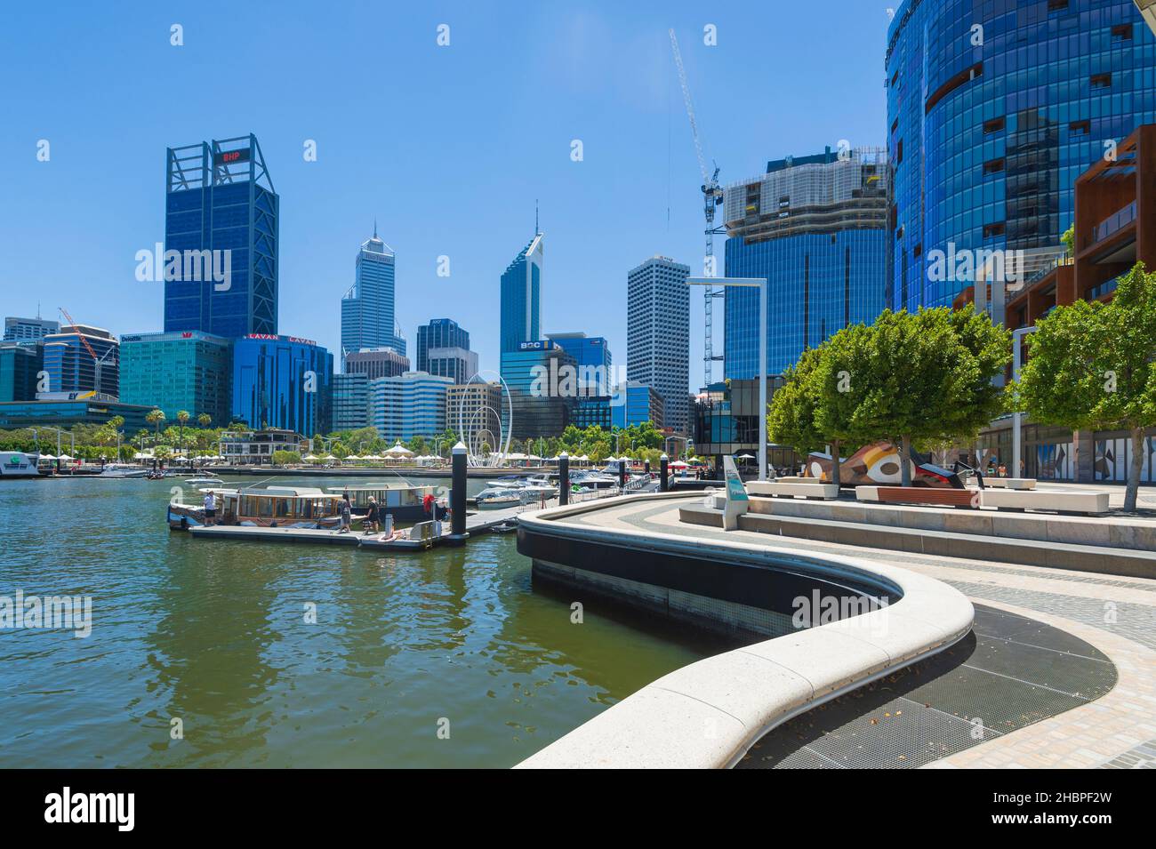 Scenic view of Perth Skyline from Elizabeth Quay, Perth, Western ...