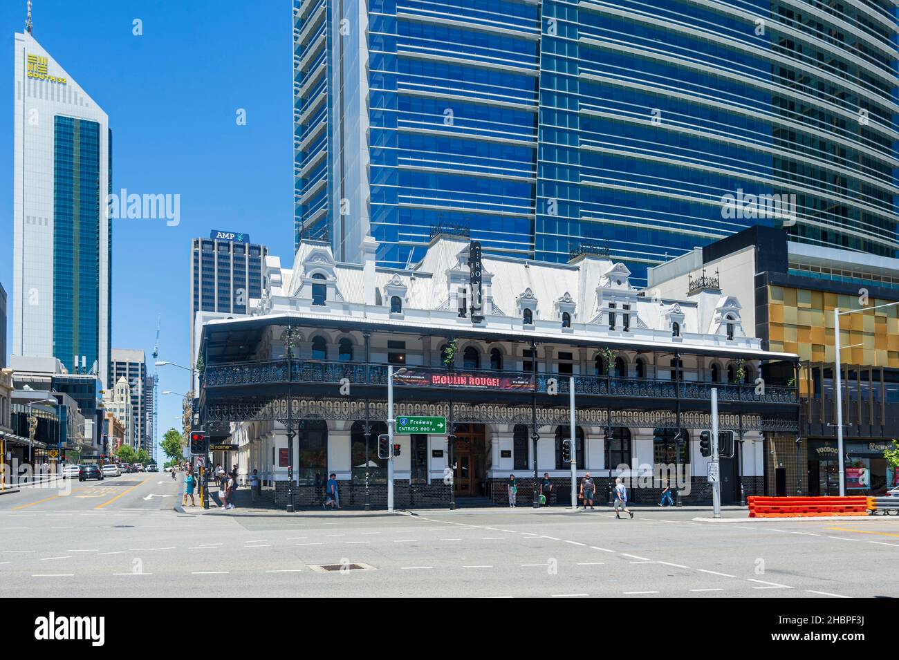 View of the iconic Royal Hotel, built in 1882, at the corner of William ...