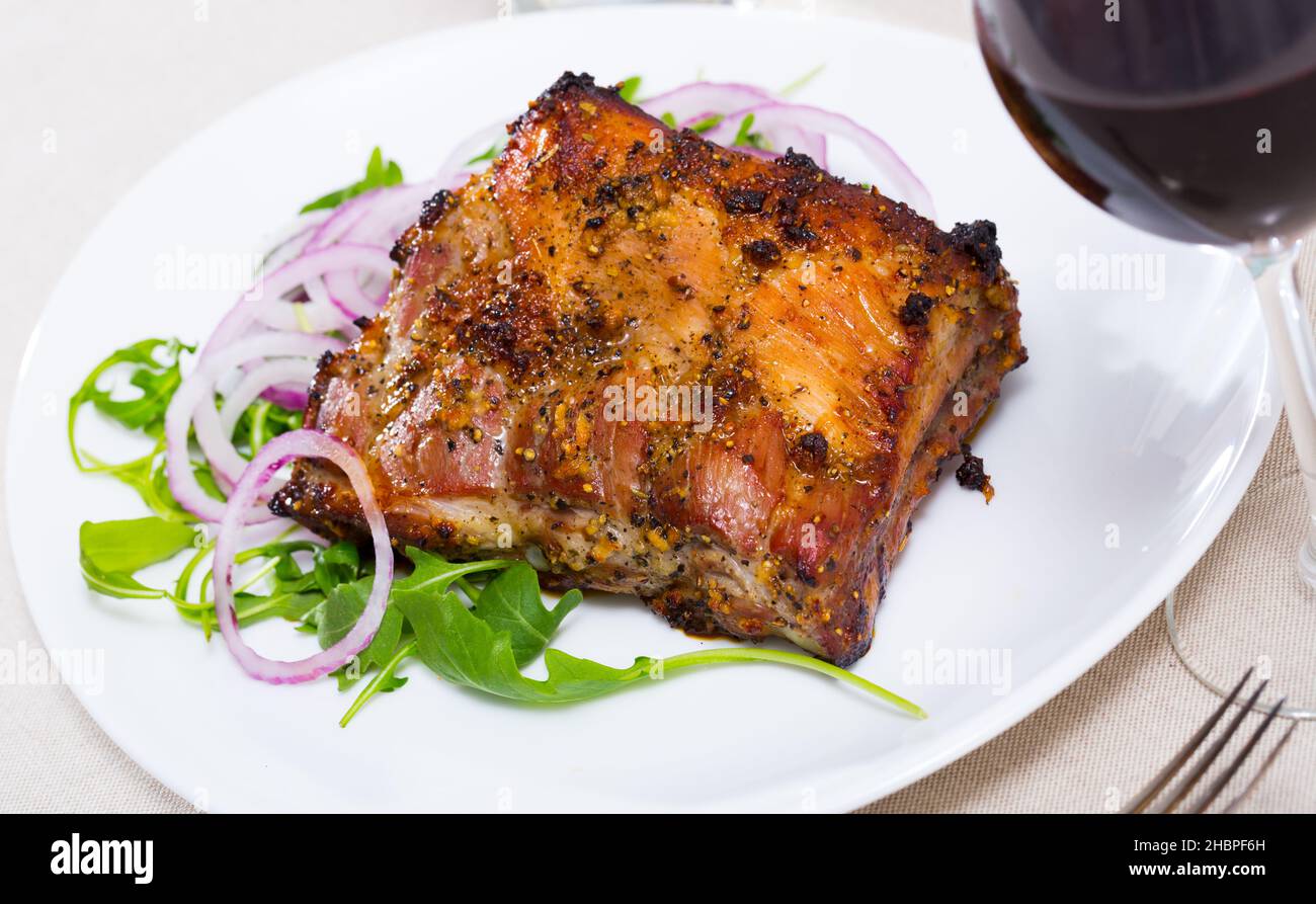 Roasted rack of pork Stock Photo - Alamy