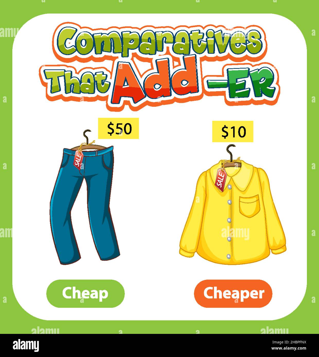 Comparative adjectives for word cheap illustration Stock Vector Image ...