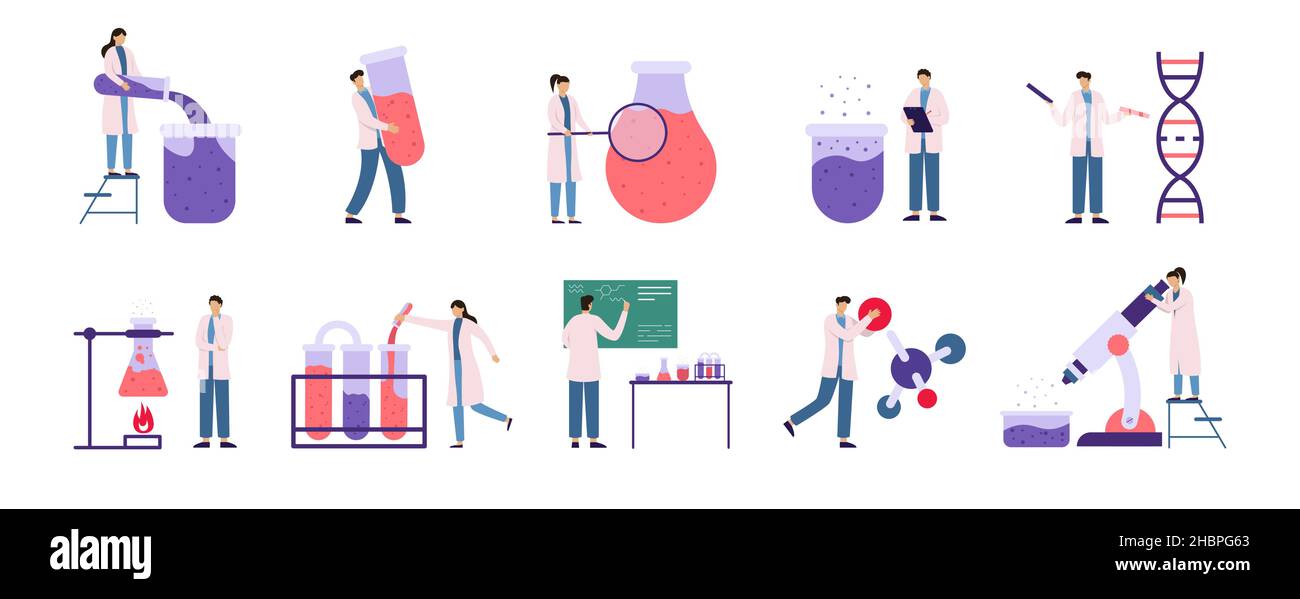 Science lab people concept set. Chemistry, biology Stock Vector Image ...