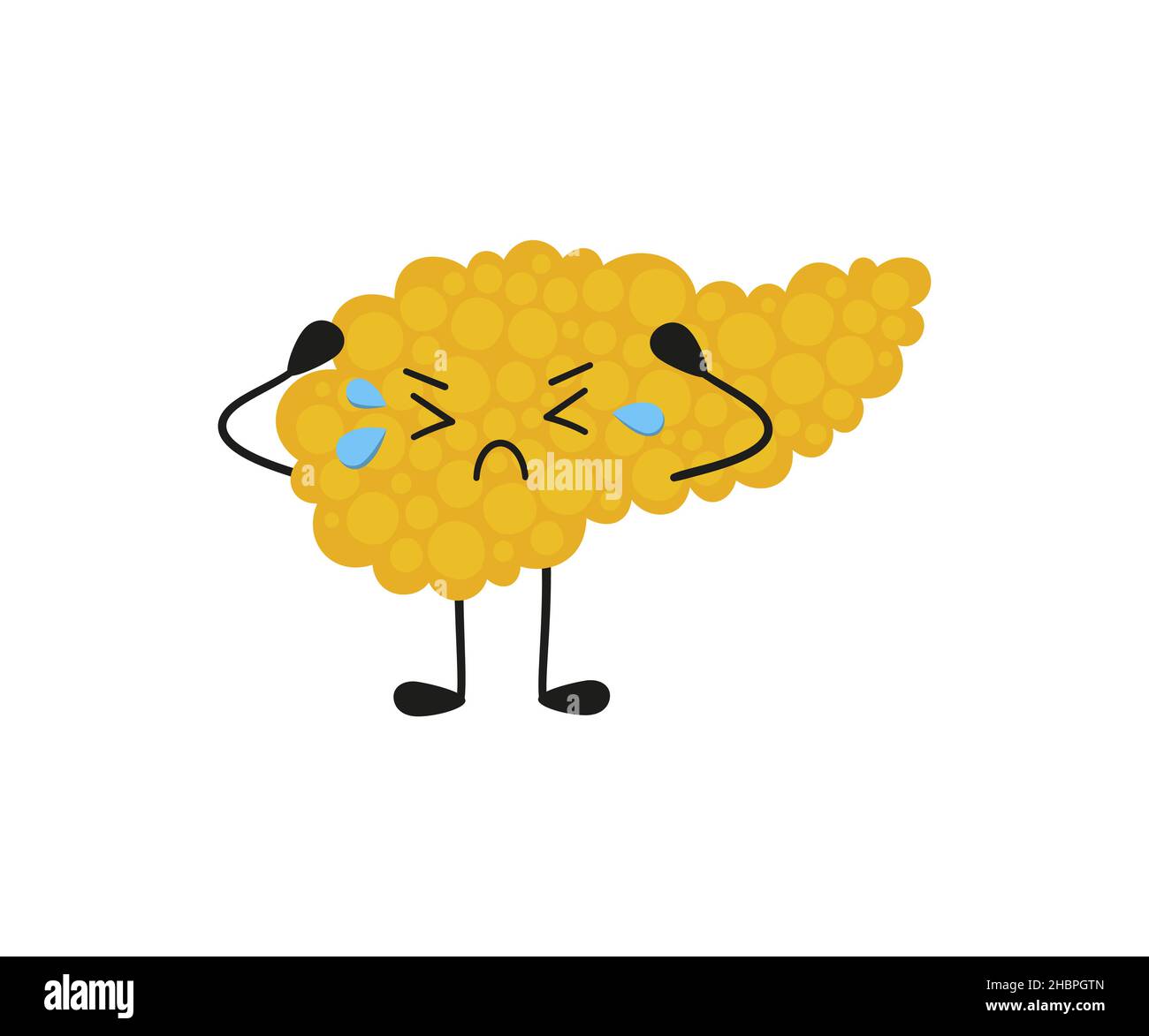 Crying pancreas kawaii sad unhealthy character. Drawing of a sick ...