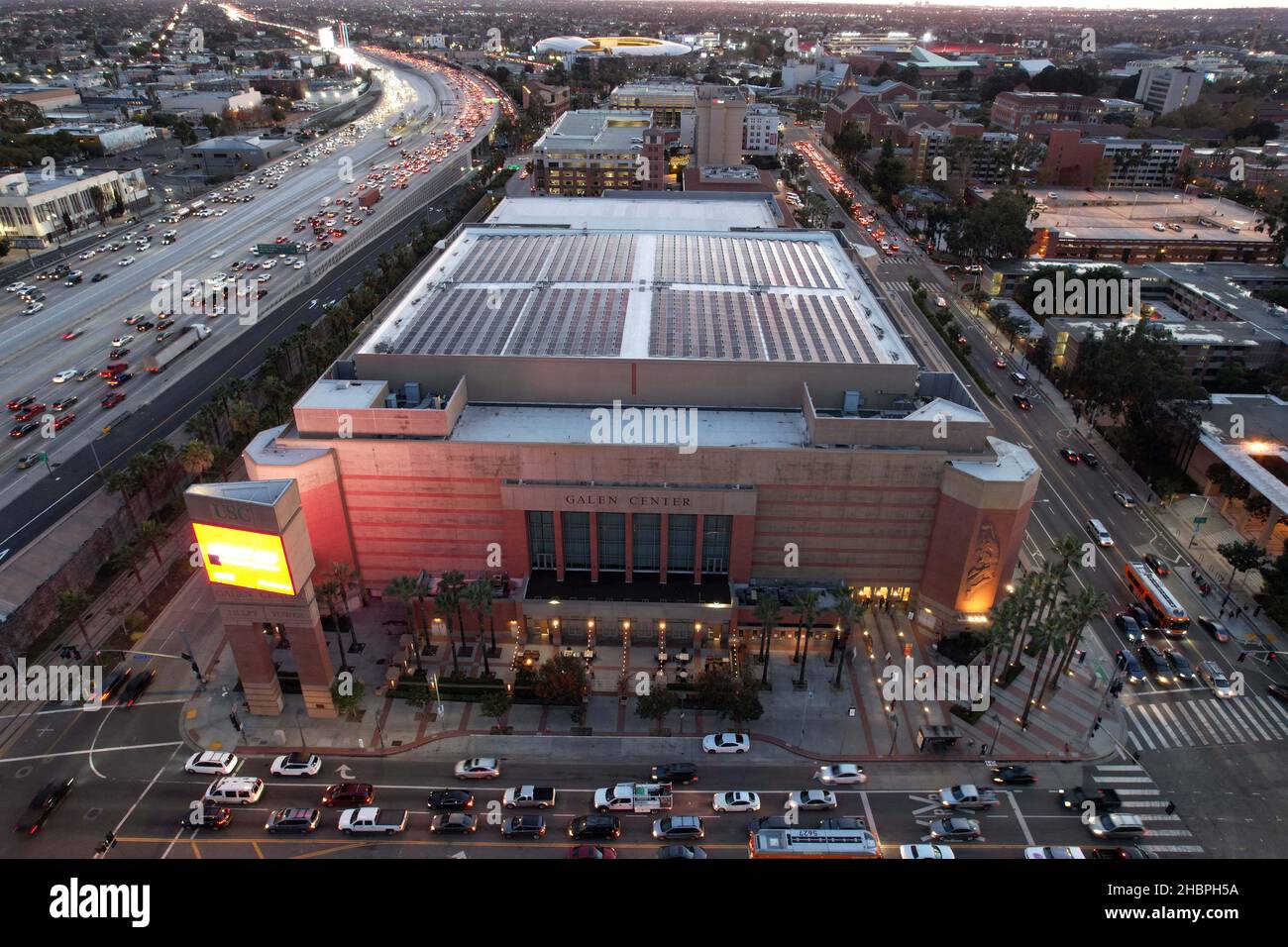 An aerial view of the Galen Center on the campus of the University of ...