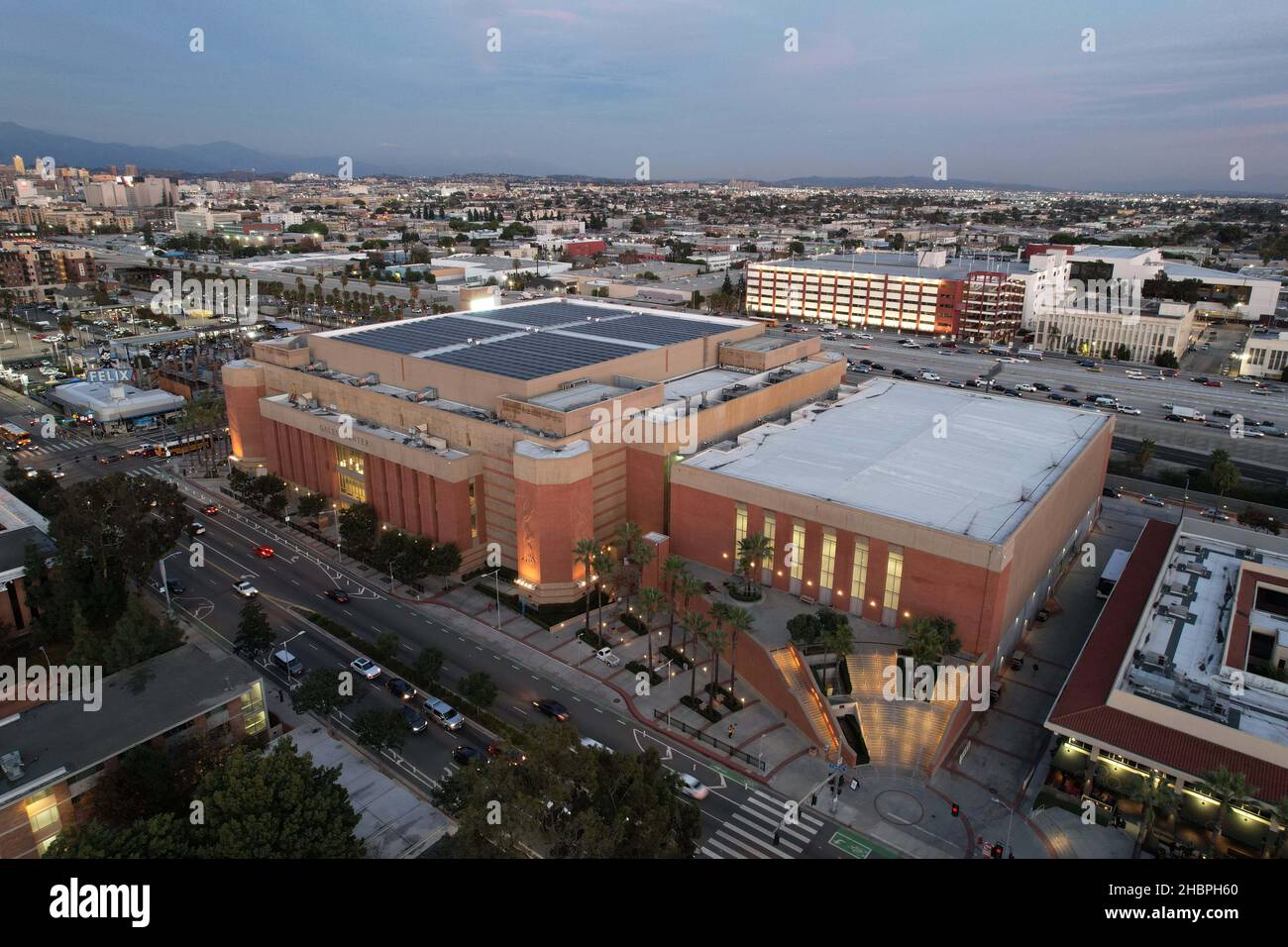 An aerial view of the Galen Center on the campus of the University of ...
