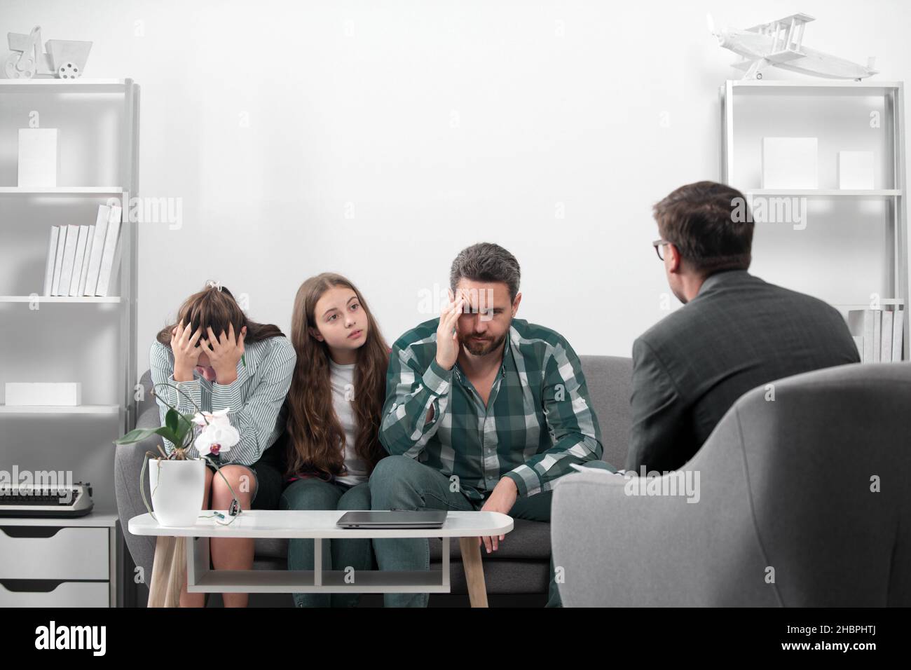 Psychology, mental family therapy, psychologist with family at ...