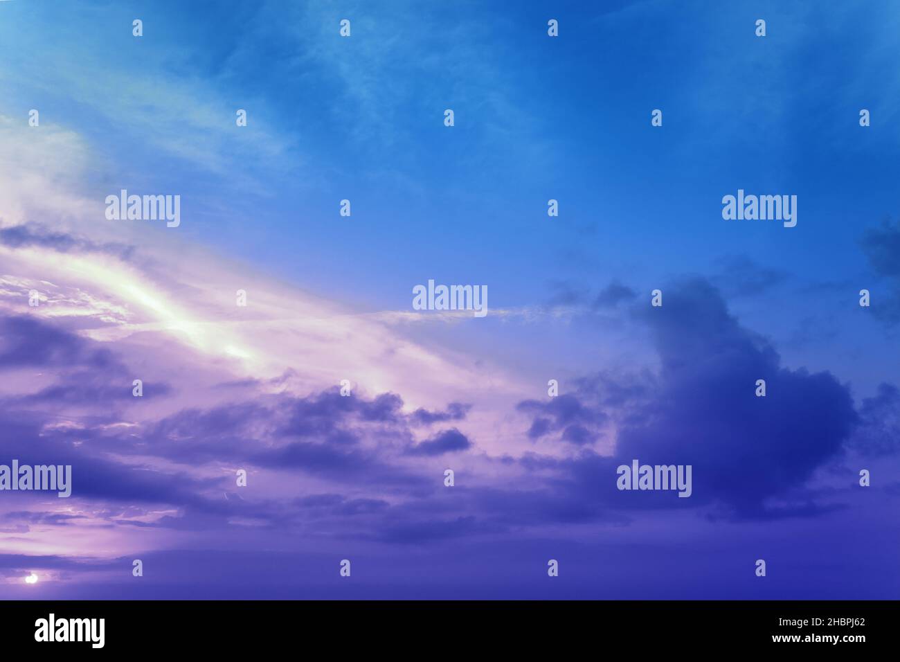 Colorful cloudy sky over the sea at sunset. Gradient color. Sky texture ...