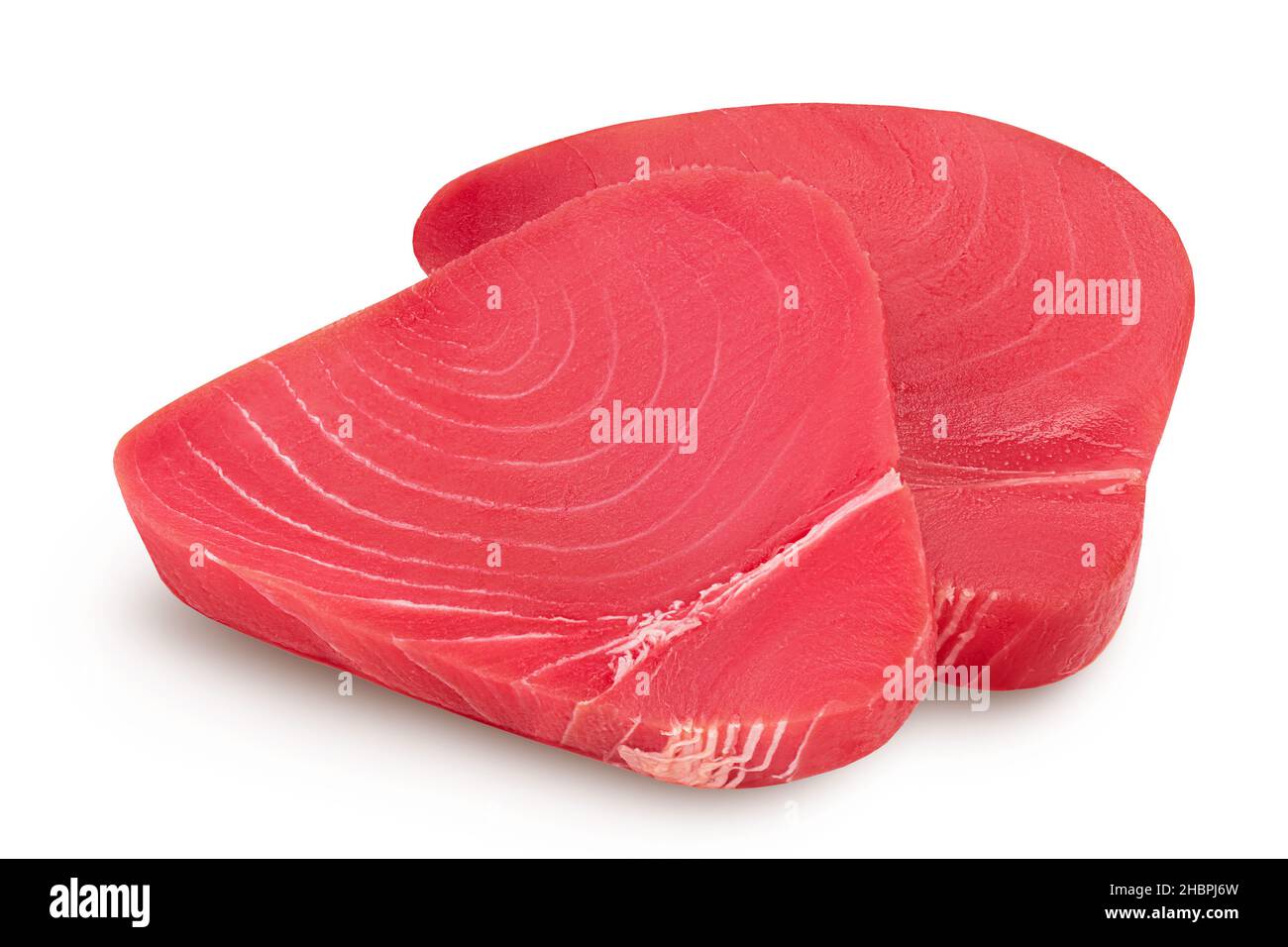 Fresh tuna fish fillet steak isolated on white background with clipping ...