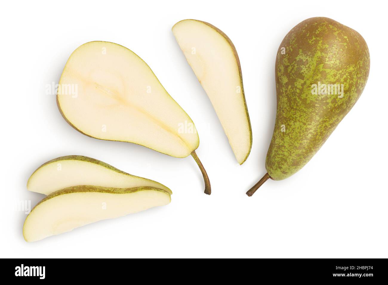 Green conference pear isolated on white background with clipping path ...