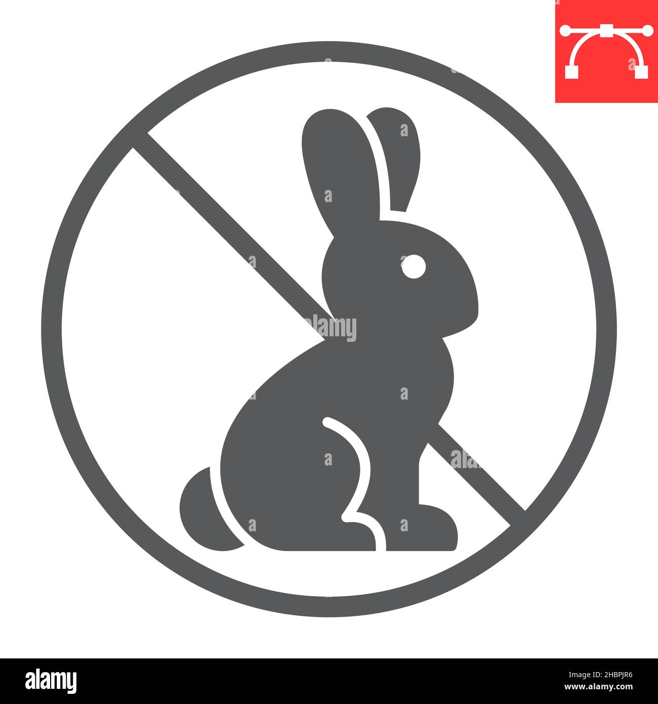 Not tested on animals glyph icon, rabbit and bunny, cruetly free vector ...