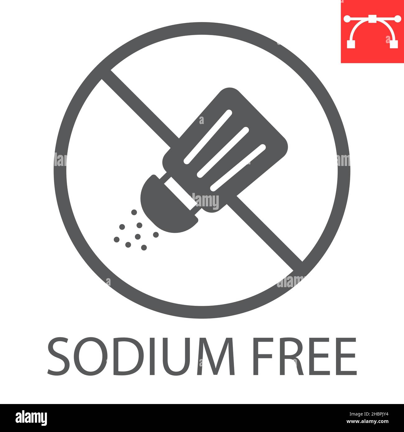 Sodium free glyph icon, product and salt shaker, salt free vector icon ...