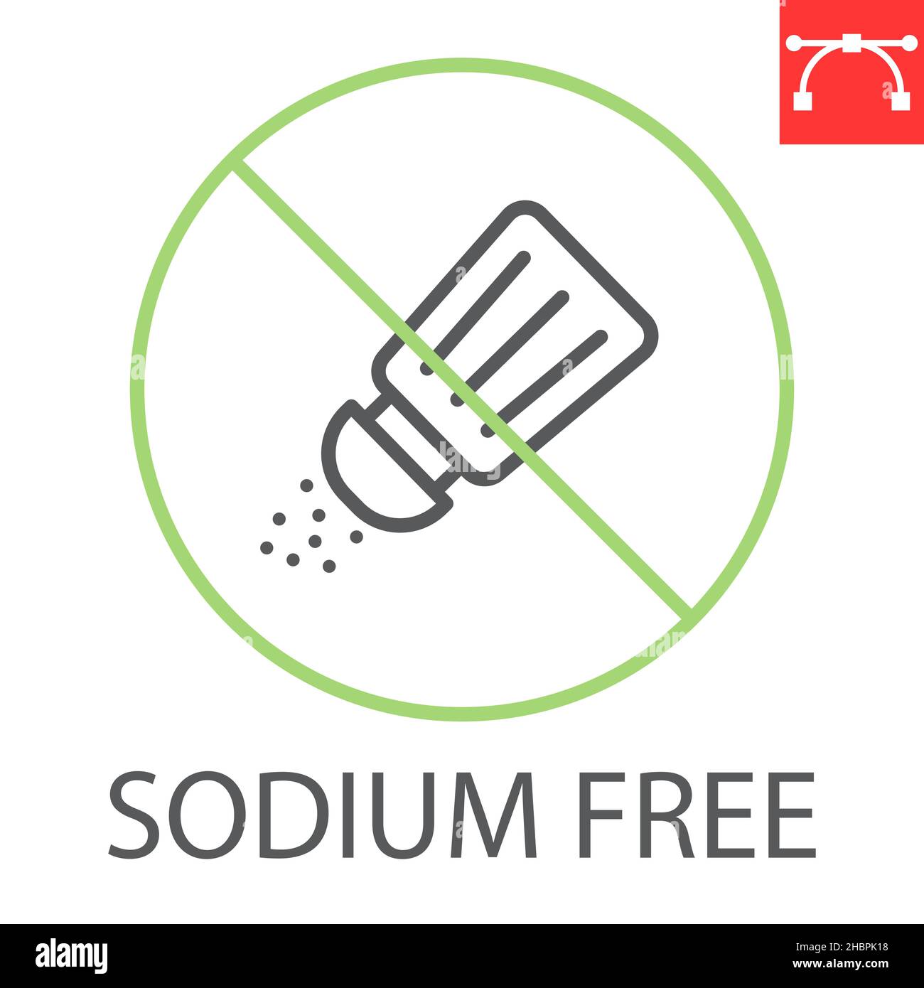 Sodium free line icon, product and salt shaker, salt free vector icon ...