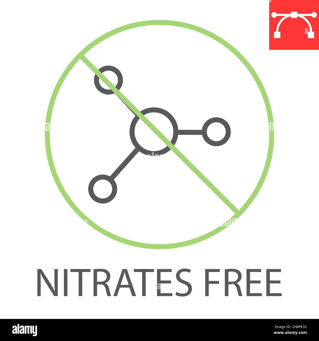 Nitrates free line icon, healthy and organic, nitrate free vector icon ...