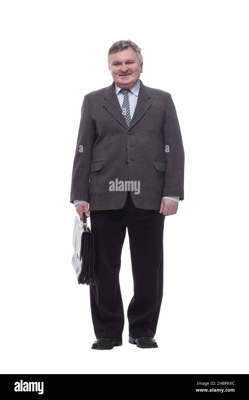 Executive business man with a leather briefcase Stock Photo - Alamy