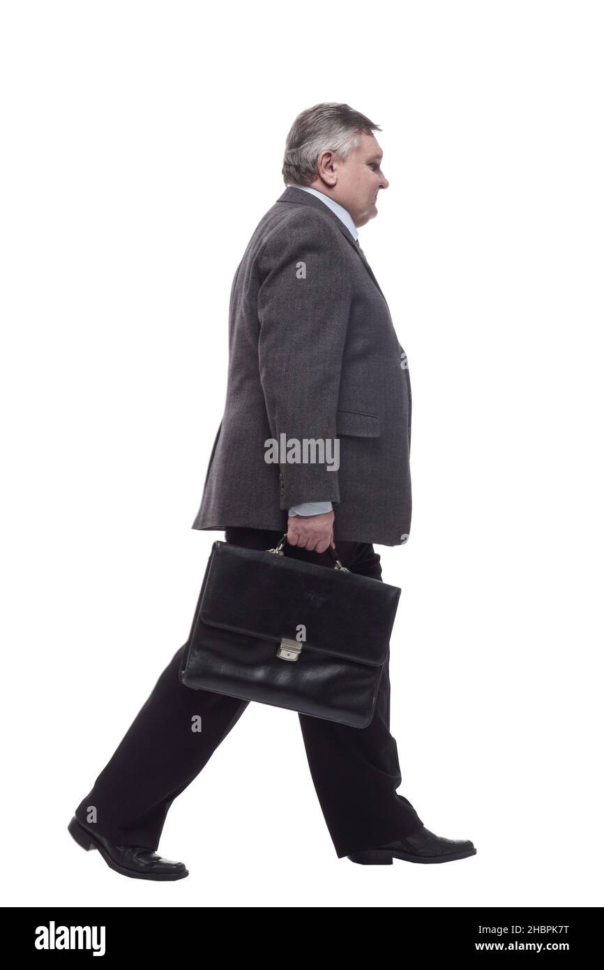 Executive business man with a leather briefcase Stock Photo - Alamy